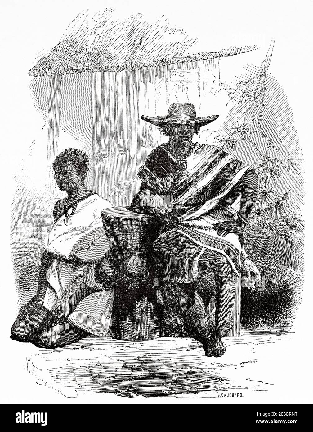 King Ghezo and Prince Royal Bahadou, Dahomey, Central Africa, Old 19th ...