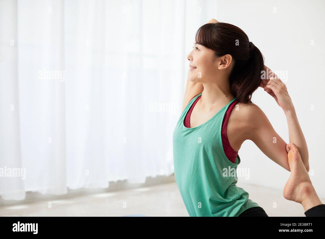 Healthy Japanese woman training at home Stock Photo - Alamy