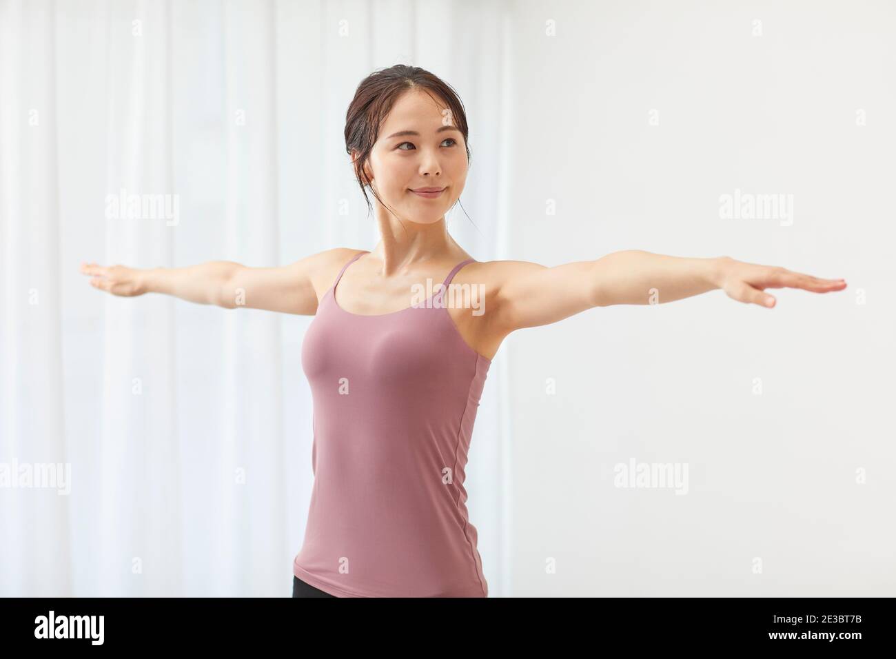Healthy Japanese woman training at home Stock Photo - Alamy