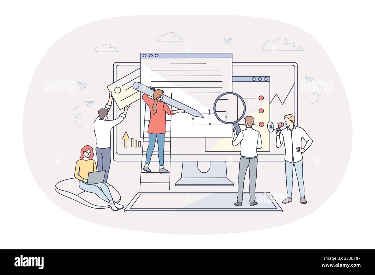 Financial Data Cartoon Business And IT In One Room Dataedo Data