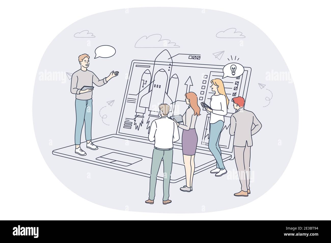 Finance, marketing data analytics, teamwork concept. People business ...