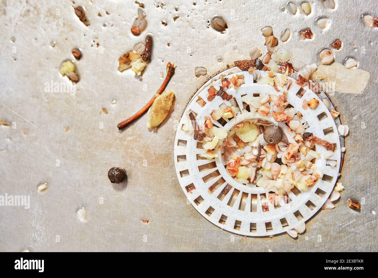 dirty sink with food leftovers. blockage sink with tap Stock Photo - Alamy