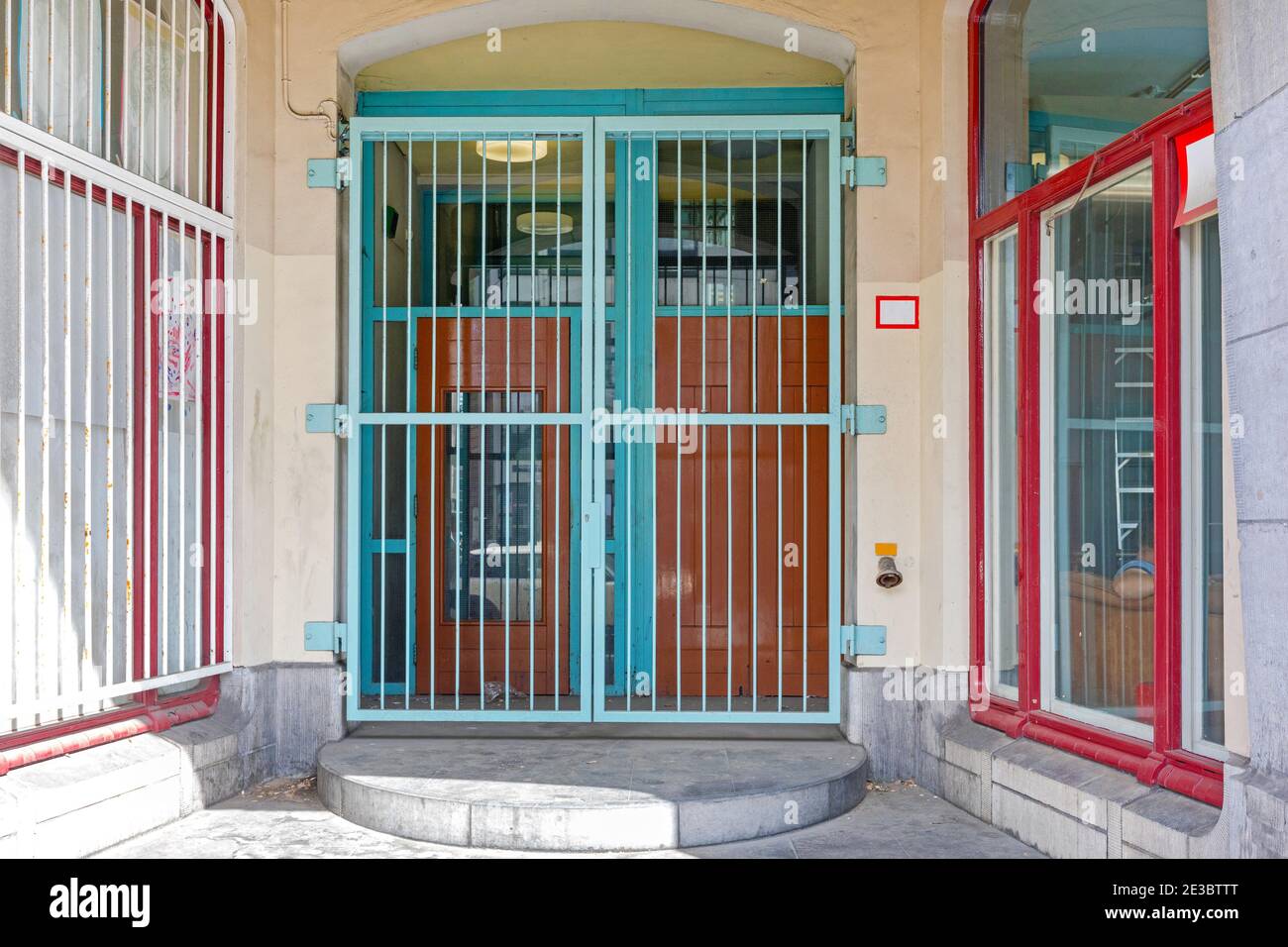 Bars at Door Building Entrance Protection Safety Stock Photo - Alamy