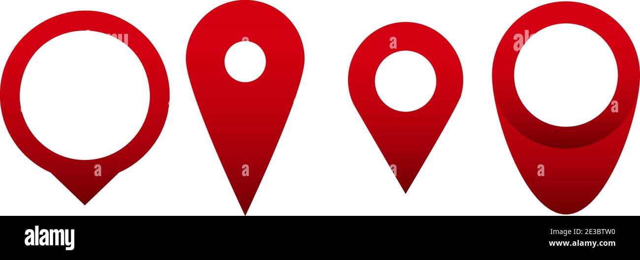 Red pin point icons set. Map location pointer isolated on white background. Vector illustration ...