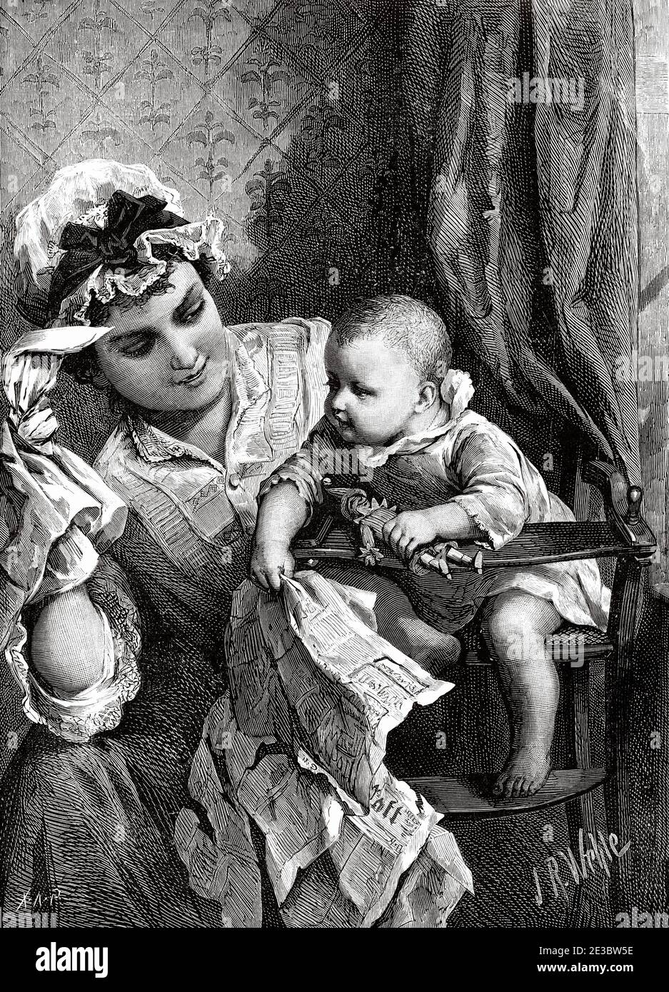 Mother and son painting picture of Johannes Raphael Wehle. German ...