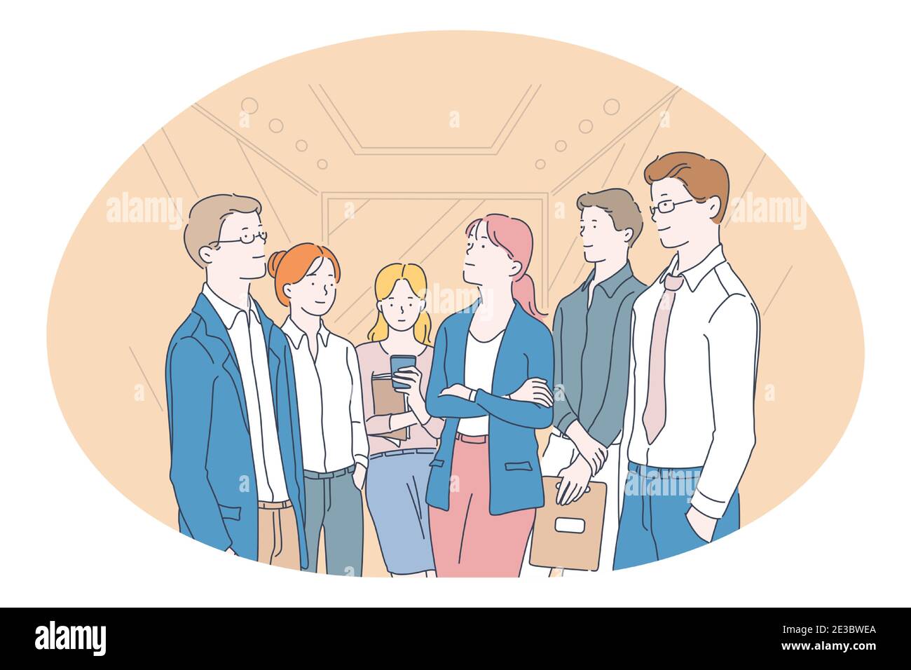 Teamwork, negotiations, business communication concept. Young smiling ...