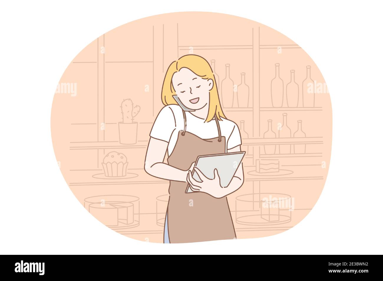 Customer support, communication with client, working. Young smiling ...