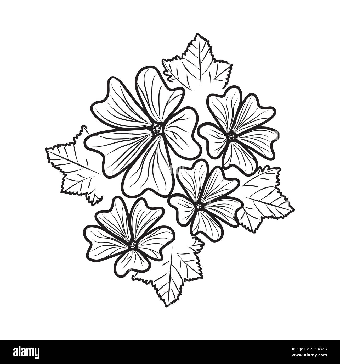 Mallow Floral Hand Drawn. Vector Design Illustration Sign Logo Stock ...