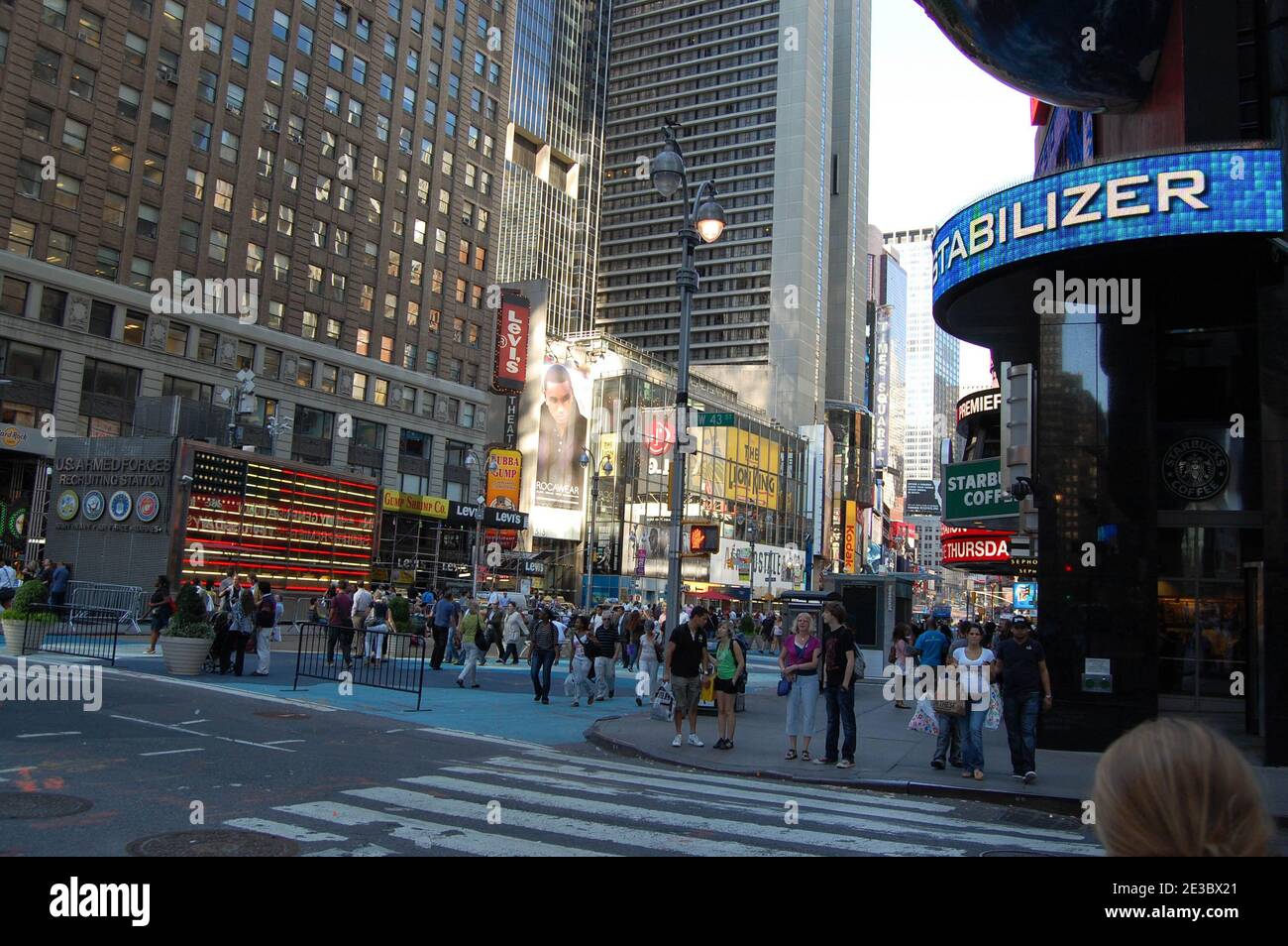 Time Square New York USA Neon lights road path people tall buildings ...