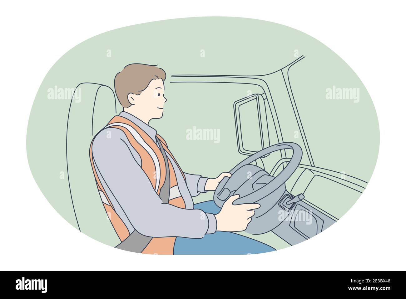 Job, career, working as driver in purlin transport concept. Young ...