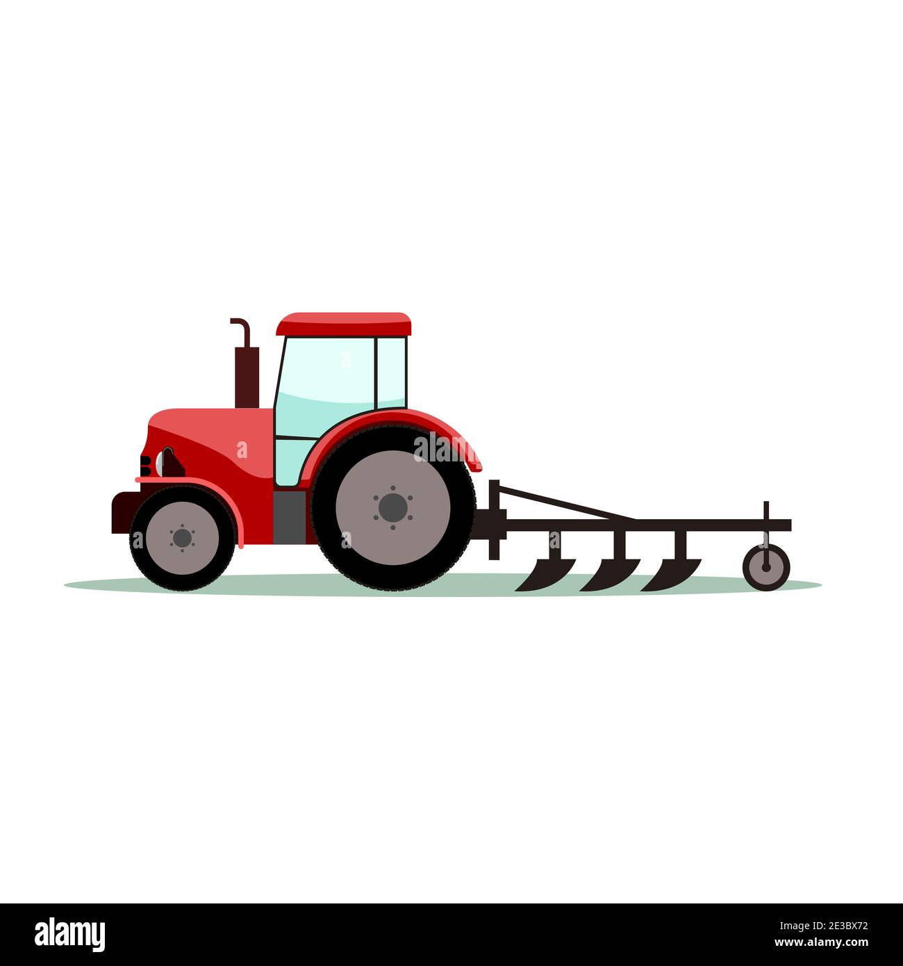 Tractor with plow. Flat and solid color vector illustration Stock ...