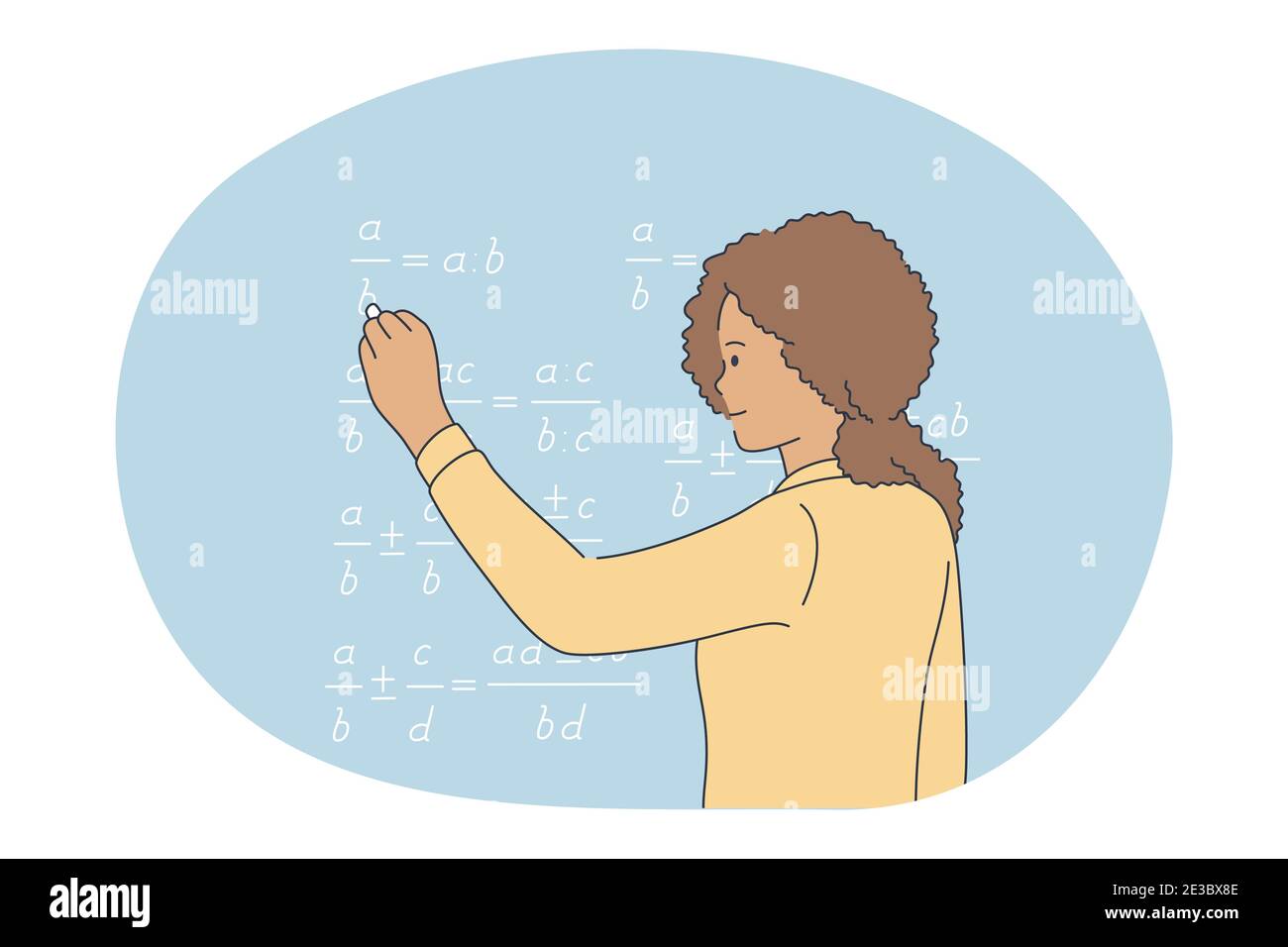 Cartoon Girl Math Teacher