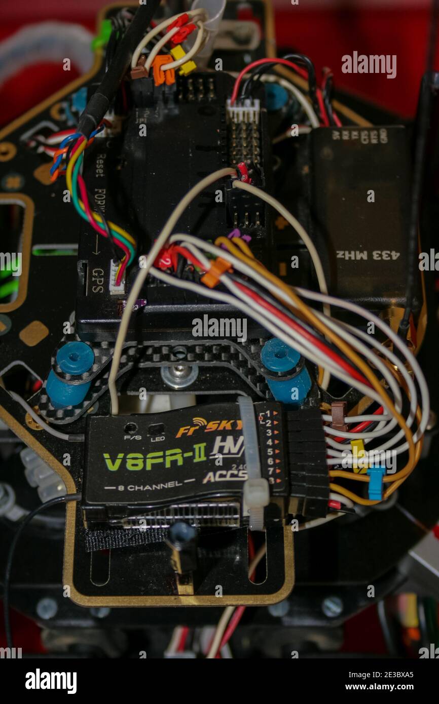 A big drone cargo transport prototype showing different electronic ...