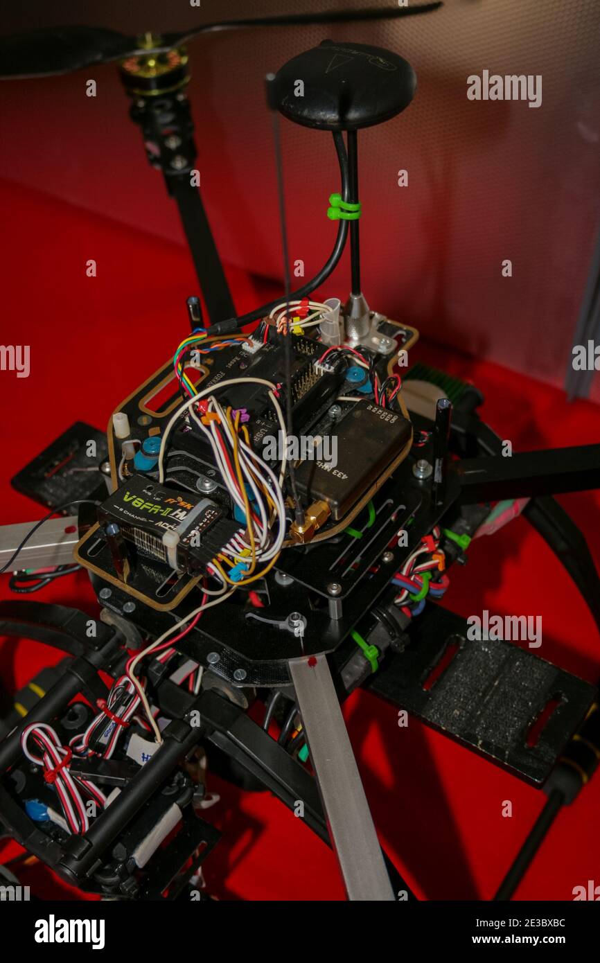 A big drone cargo transport prototype showing different electronic ...