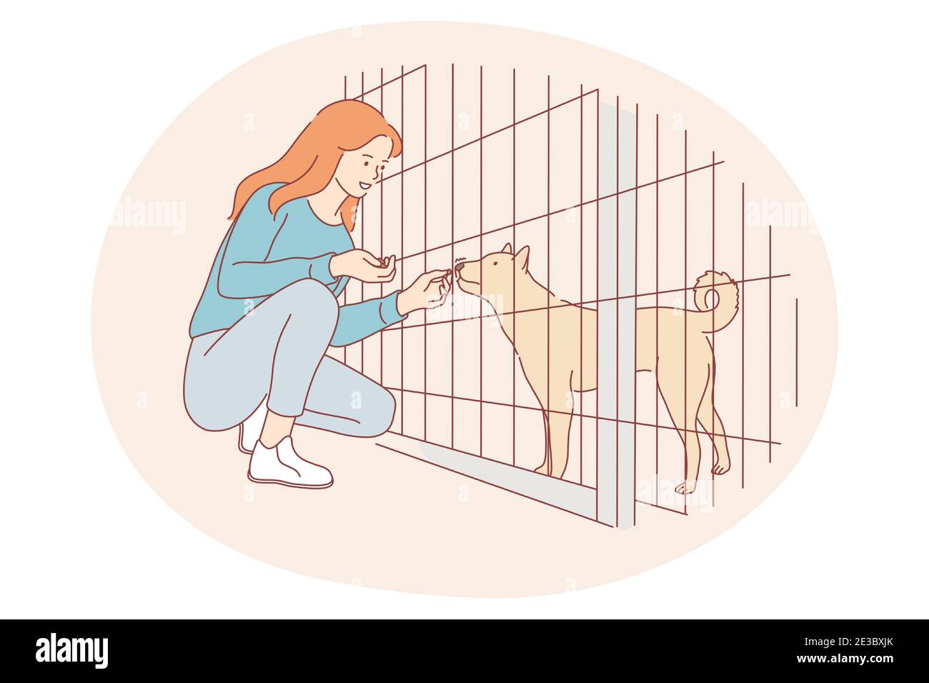 Dogs from shelter, volunteering, helping animals concept. Young happy ...