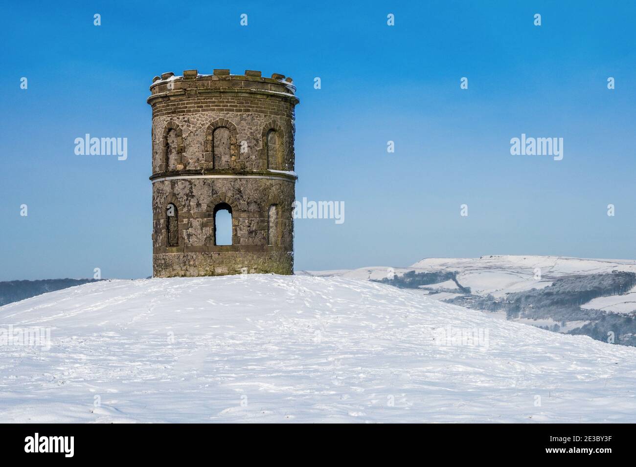 Winter view of Solomon's Temple, a folly on a hill overlooking Buxton ...