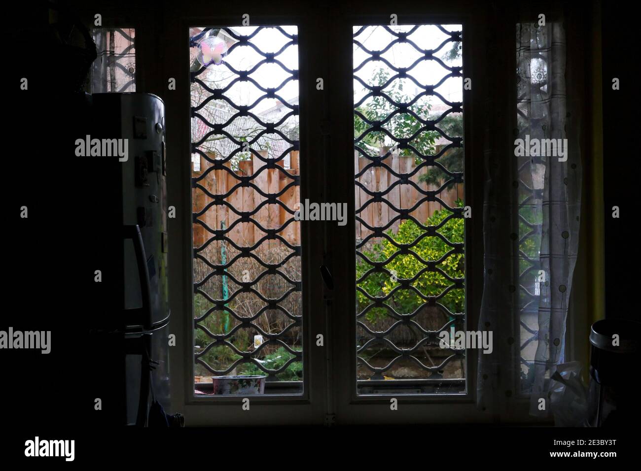 Security grids protect a private house, Bron, France Stock Photo - Alamy