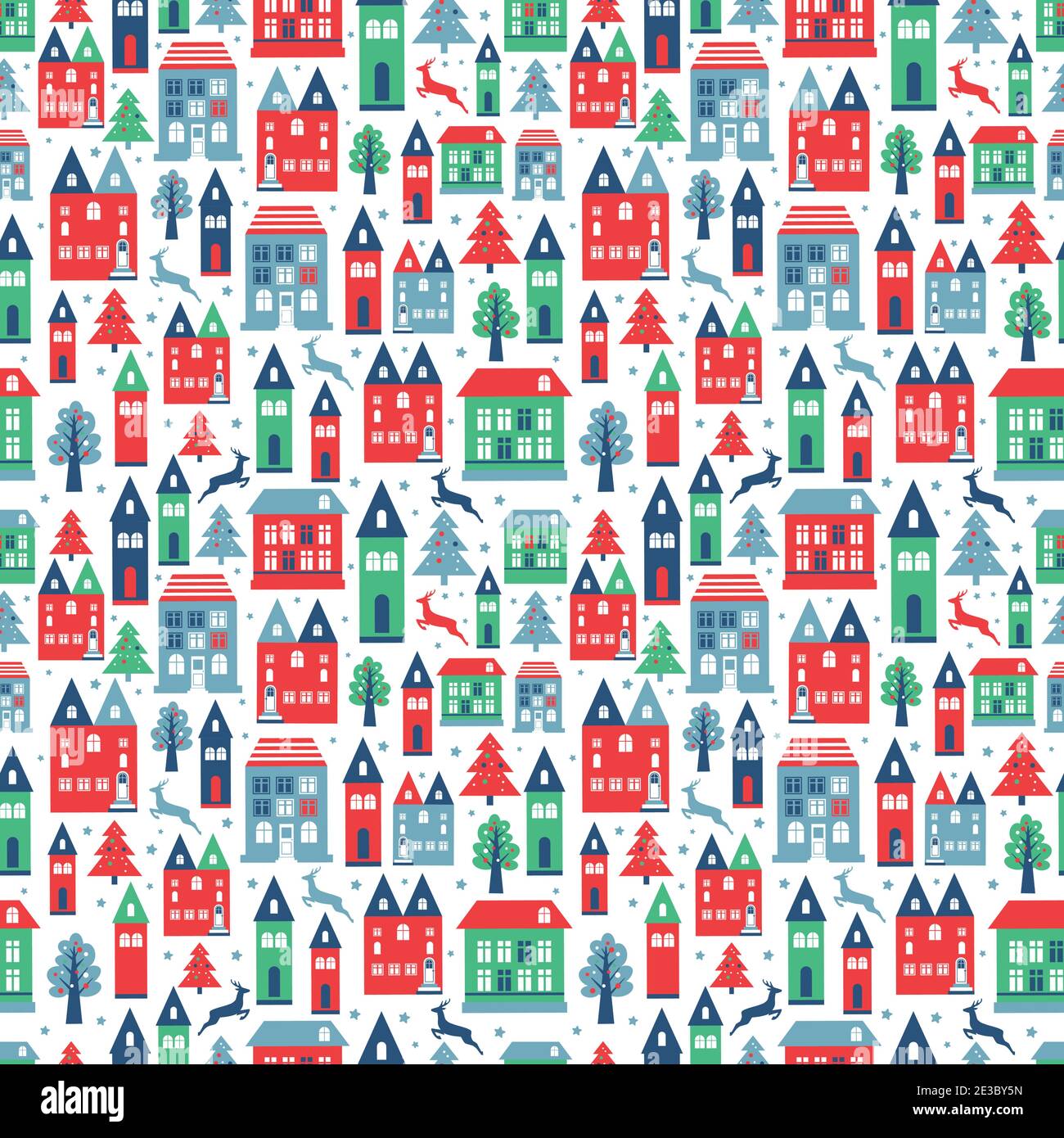 Ancient city seamless color pattern with old buildings for wallpaper or ...
