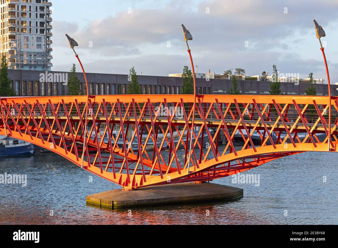 Red Python Bridge Pillar Structure in Amsterdam Netherlands Stock Photo ...