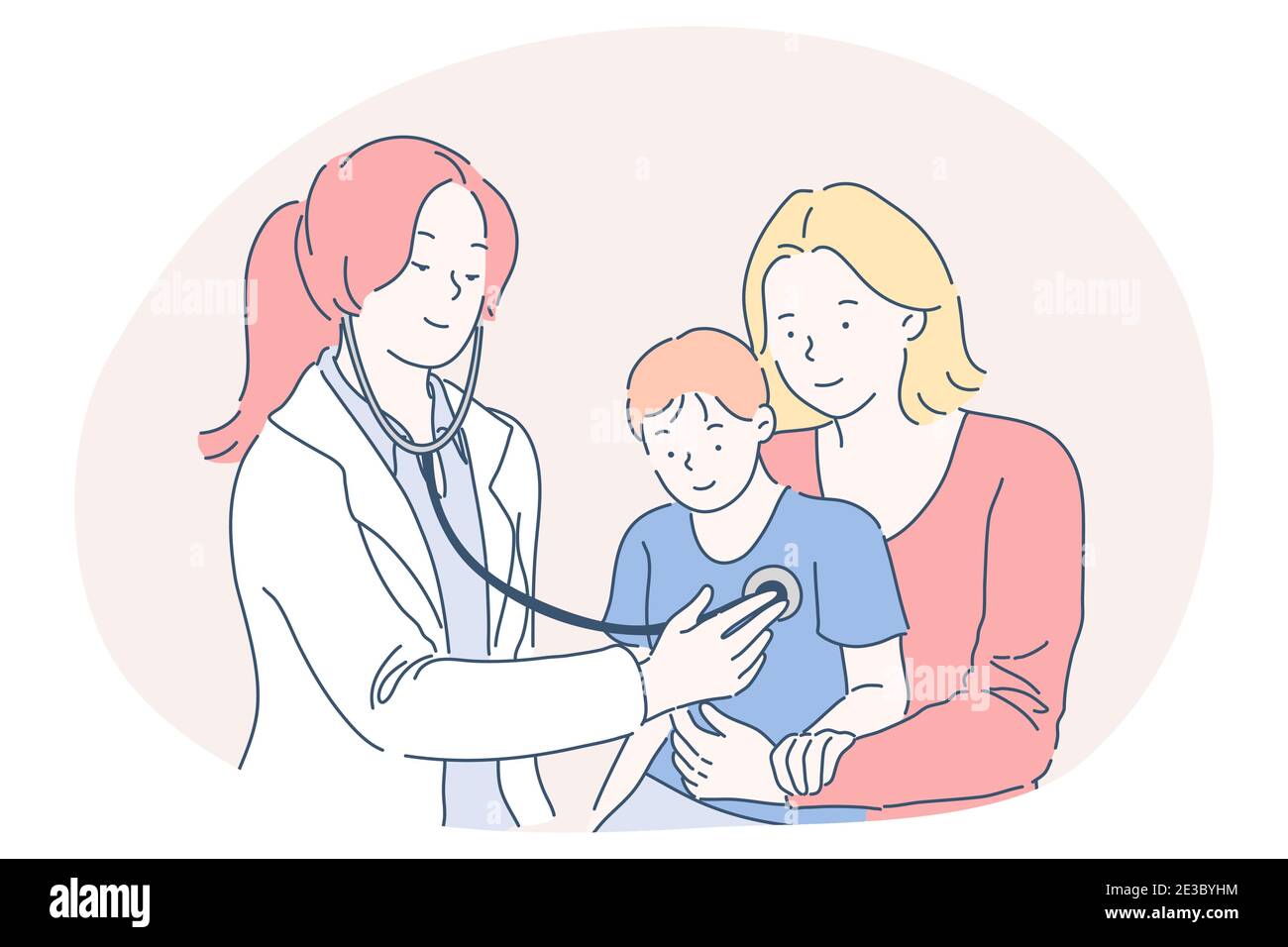 Paediatrician, medicare, health examination concept. Young smiling ...