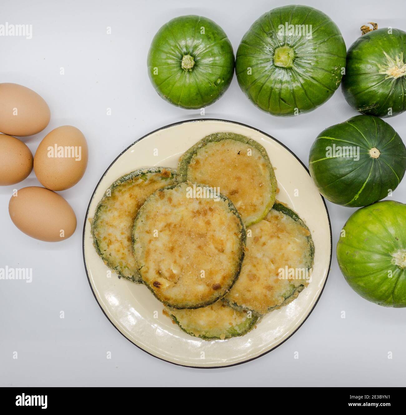 Green round log zucchini in baked or fried milanesas, Argentine ...