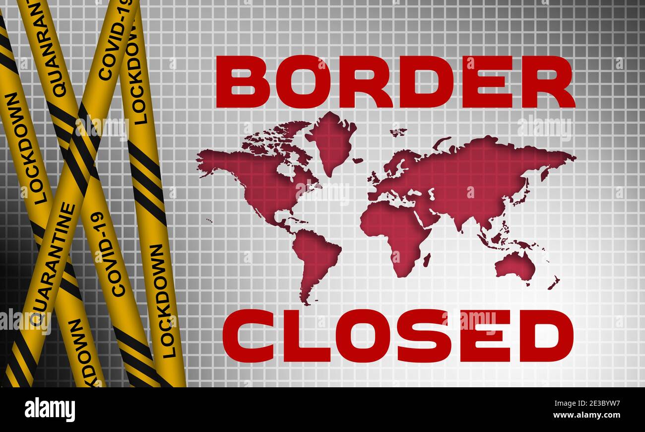 3D rendering illustration of border closed during Corona virus outbreak ...