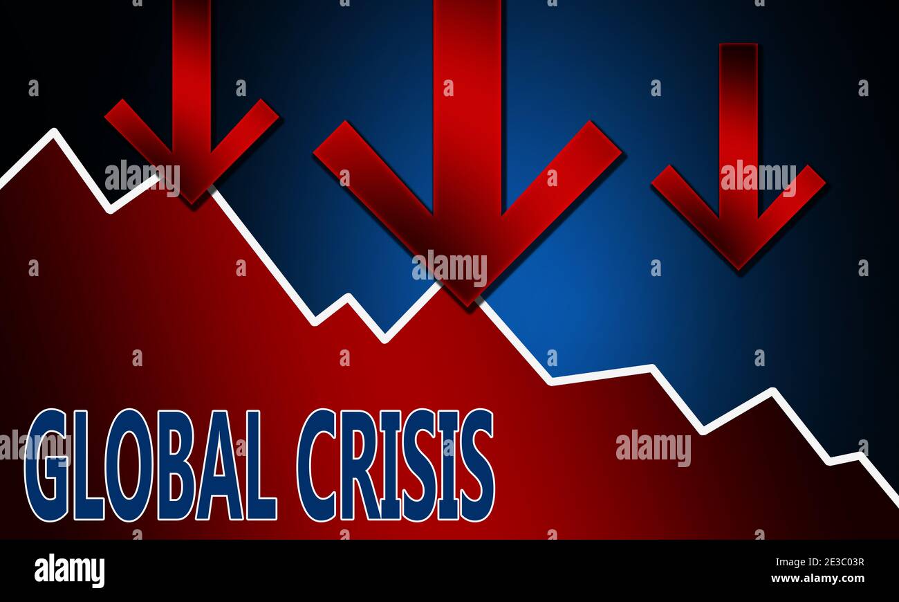 3D rendering illustration of global economic recession concept Stock ...
