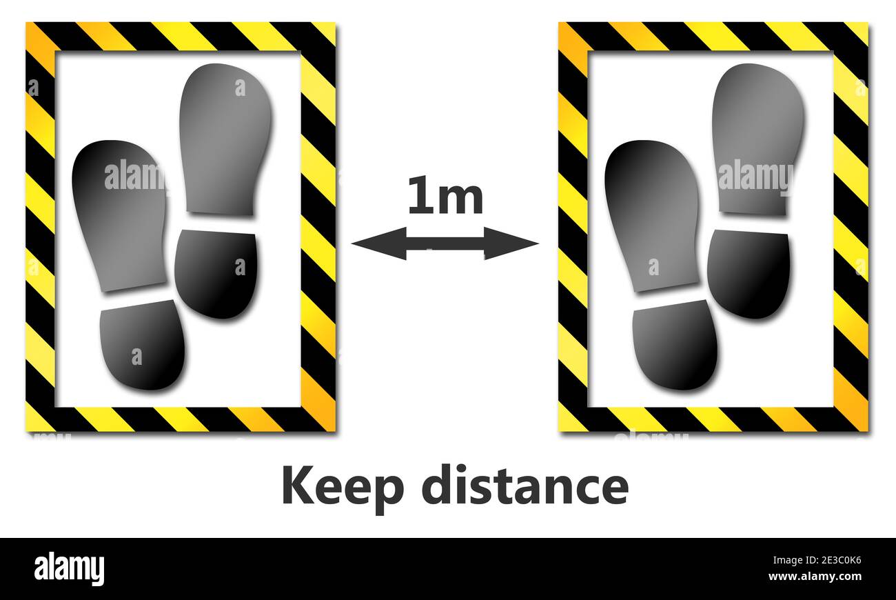 3d rendering illustration of keep distance, social distancing for 1 ...