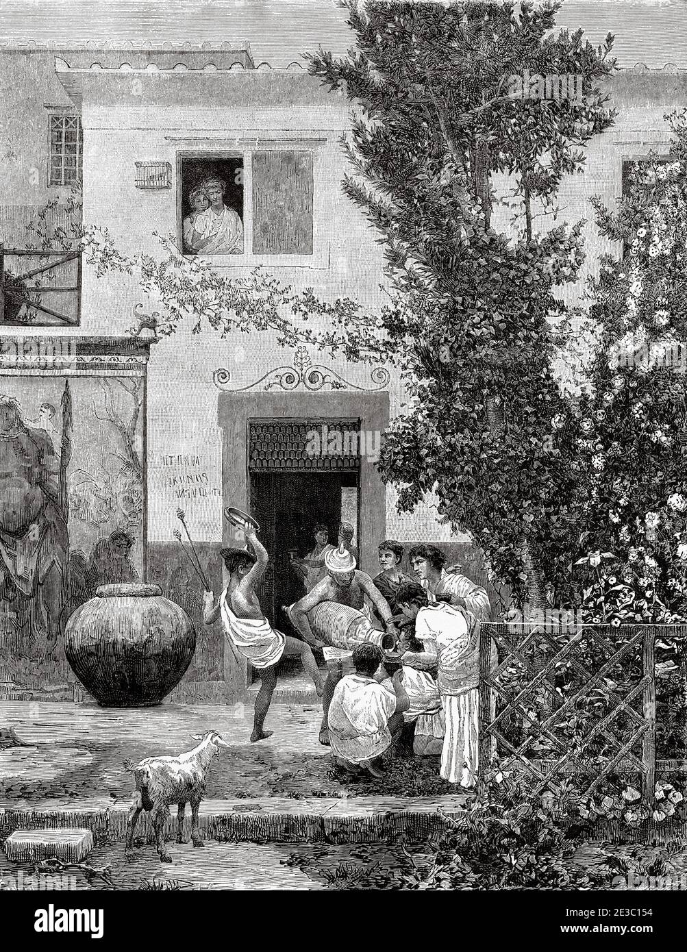 Orazio in villa, from a painting by Camillo Miola (1840-1919), Italy ...