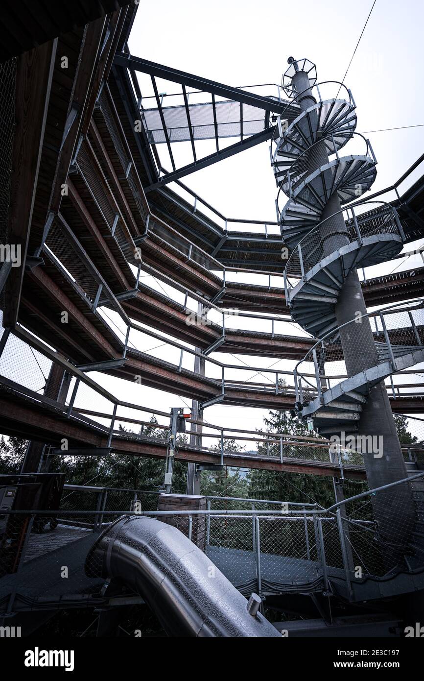 Treetop walkway tower in Lipno nad Vltavou (stezka korunami stromu ...