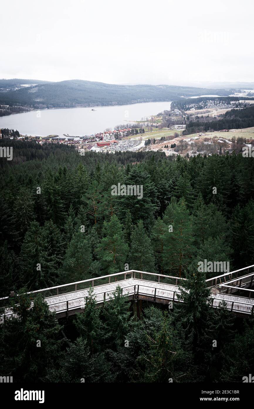 Treetop walkway tower in Lipno nad Vltavou (stezka korunami stromu ...