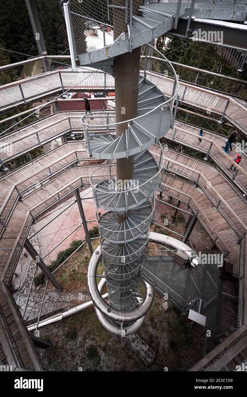 Treetop walkway tower in Lipno nad Vltavou (stezka korunami stromu ...