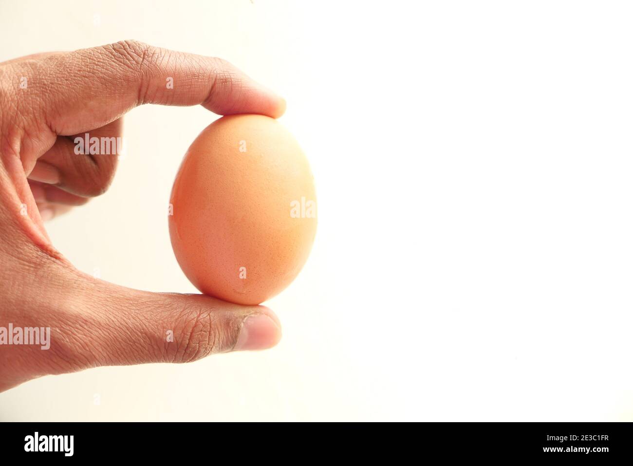 hand holding egg isolated on white Stock Photo - Alamy