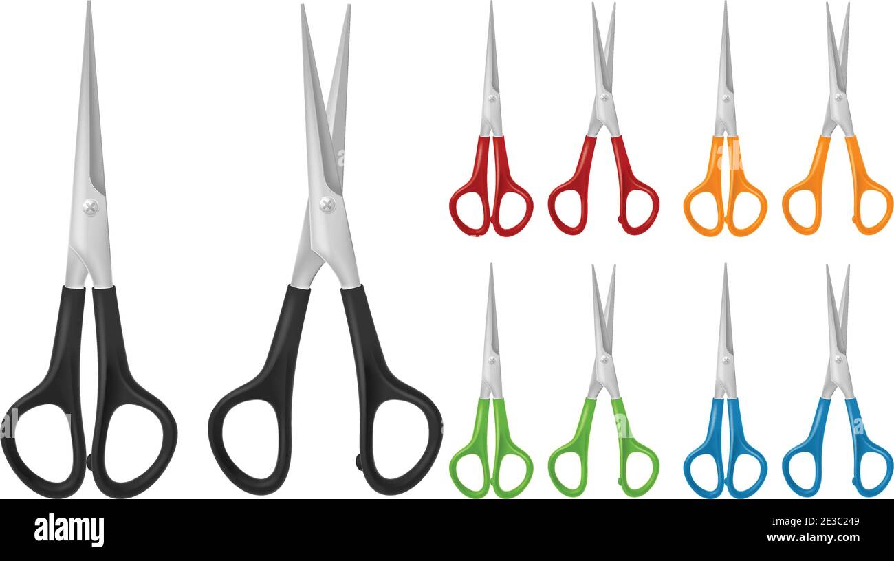 Set of scissors isolated on white background. Photo-realistic vector ...