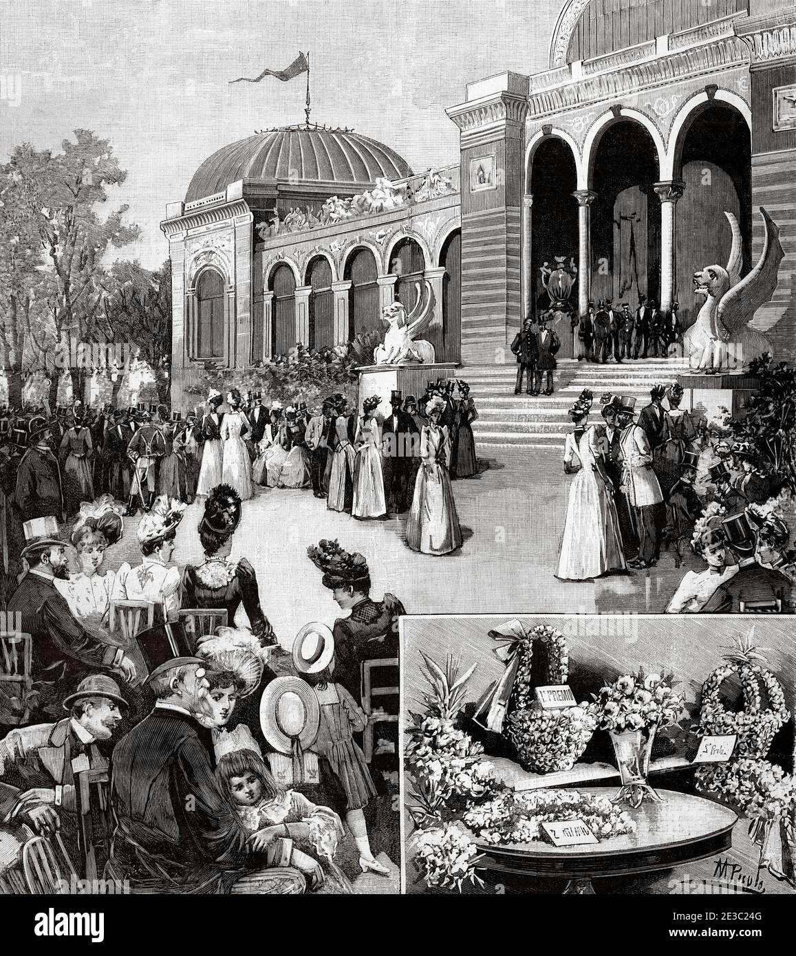 Celebrations June 1890 Madrid. Exhibition of flowers and plants in the ...