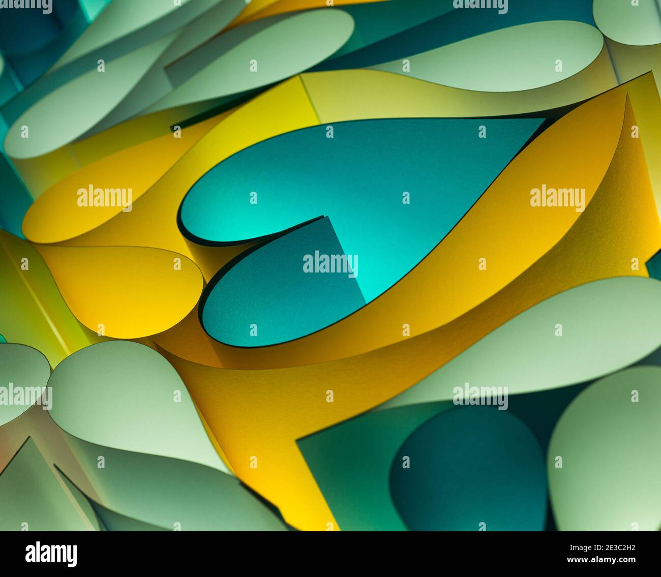 Abstract image of colorful paper work with blue hearth surrounded by ...