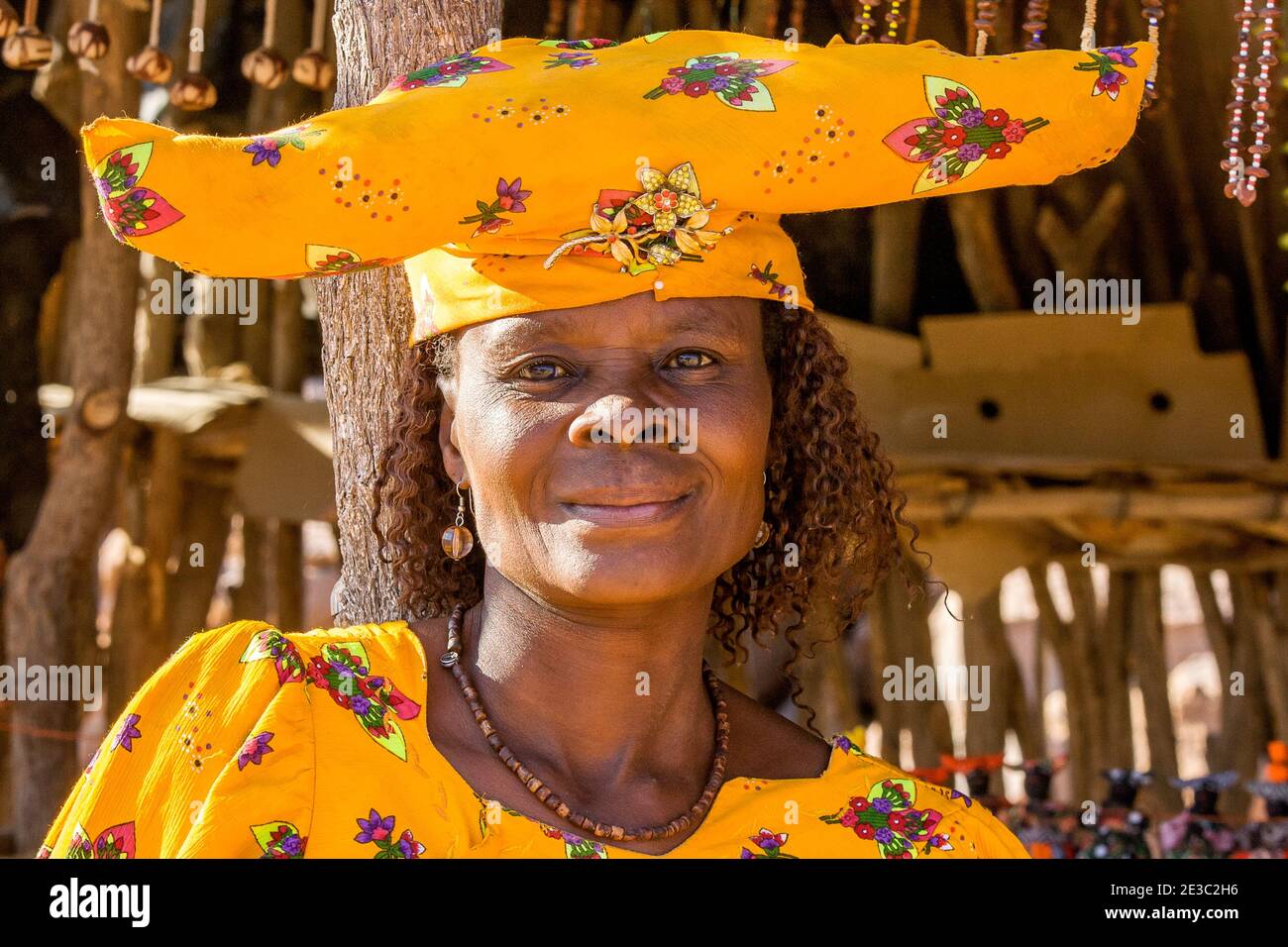 Portrait of Herero woman in traditional dress. The very particular ...