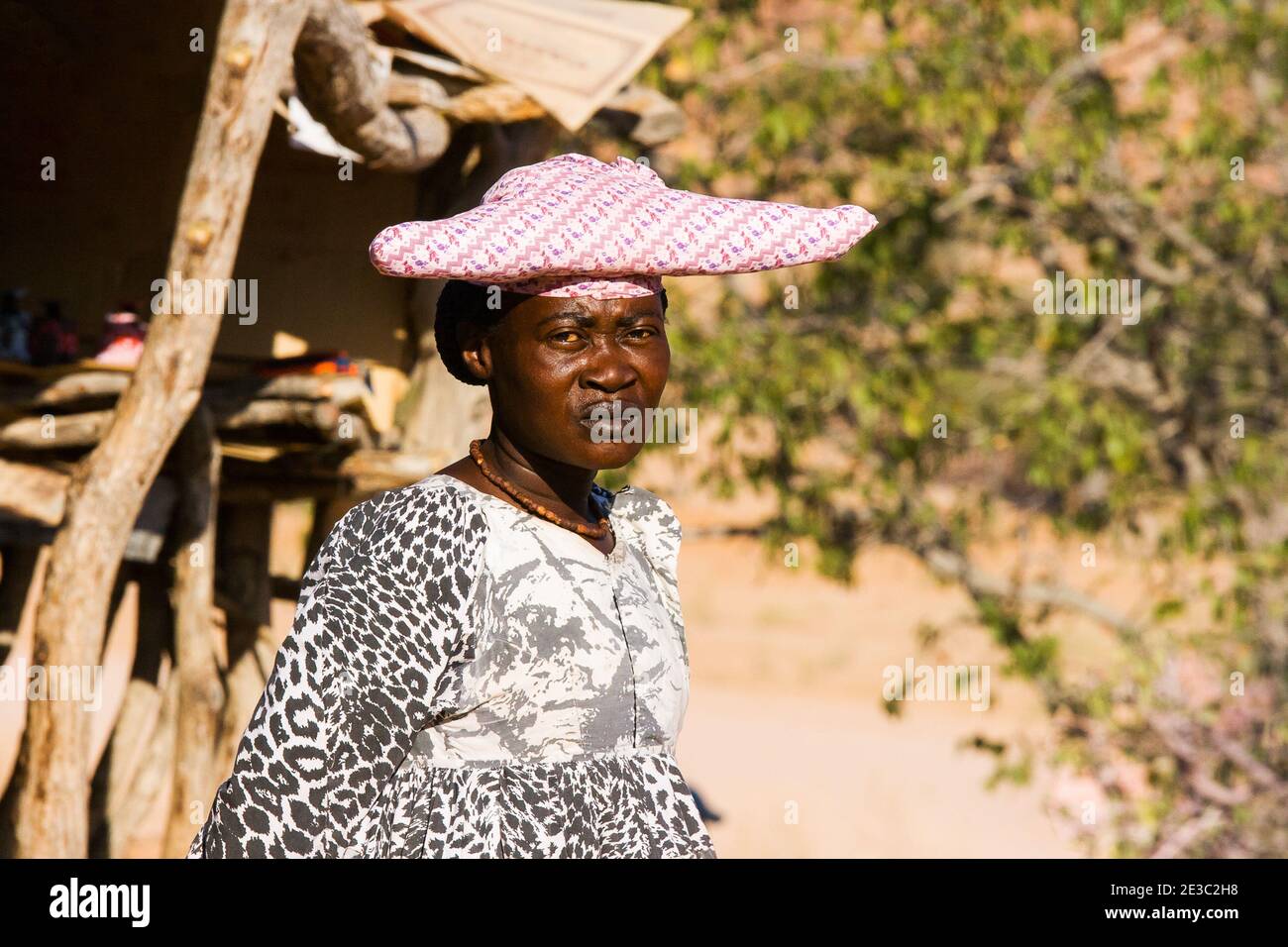 Portrait of Herero woman in traditional dress. The very particular ...