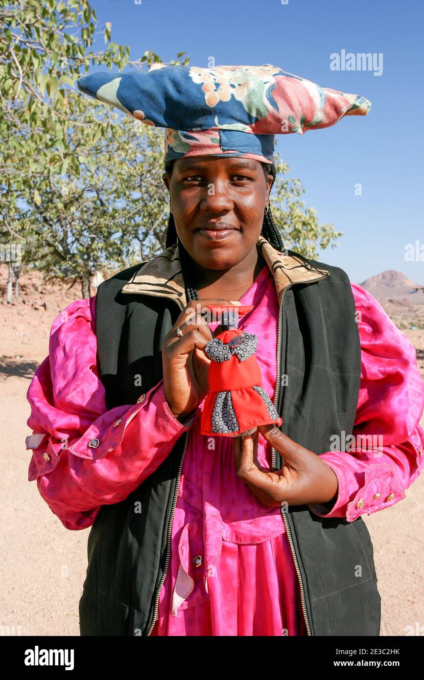 Portrait of Herero woman in traditional dress. The very particular ...
