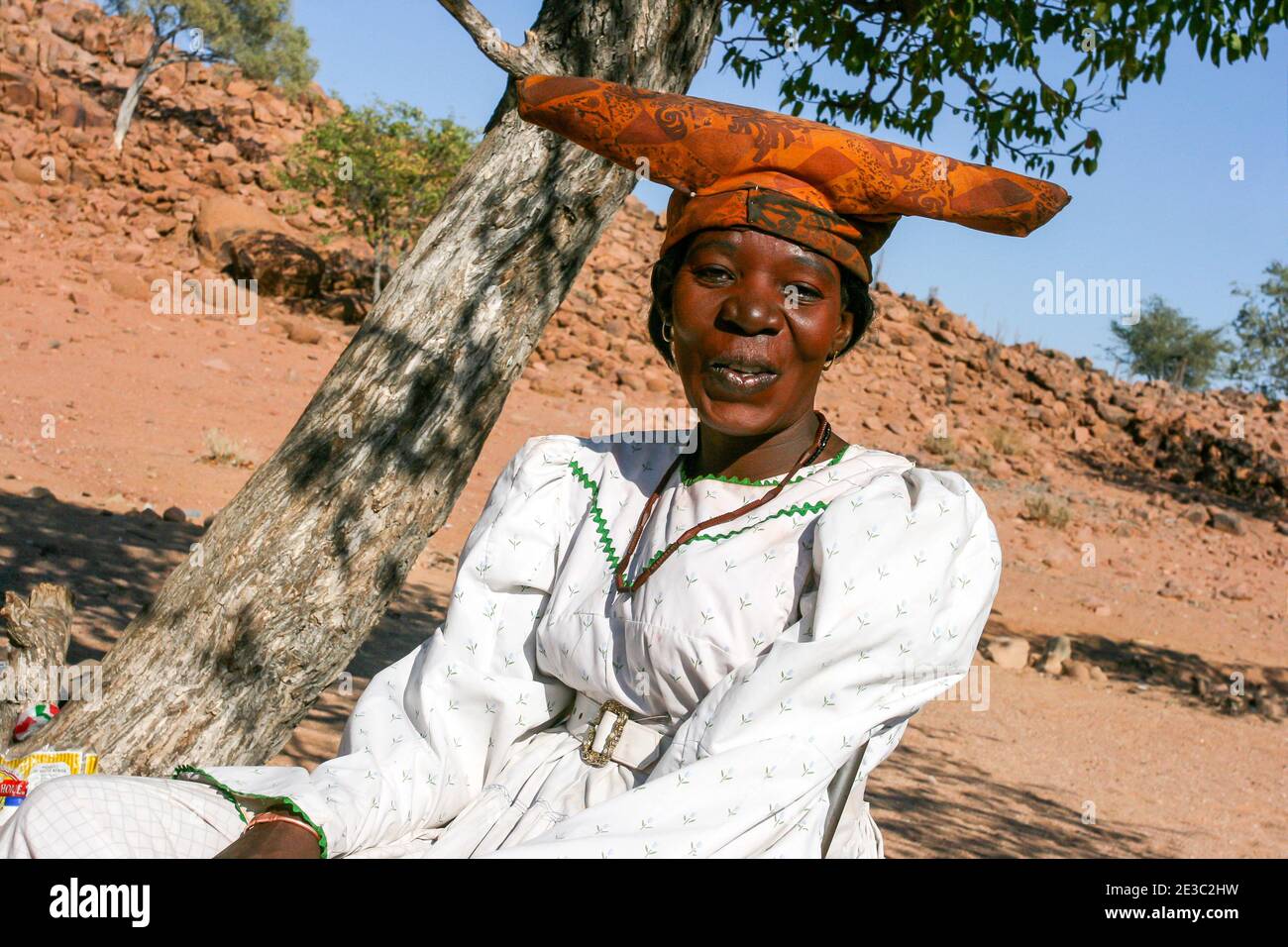 Portrait of Herero woman in traditional dress. The very particular ...