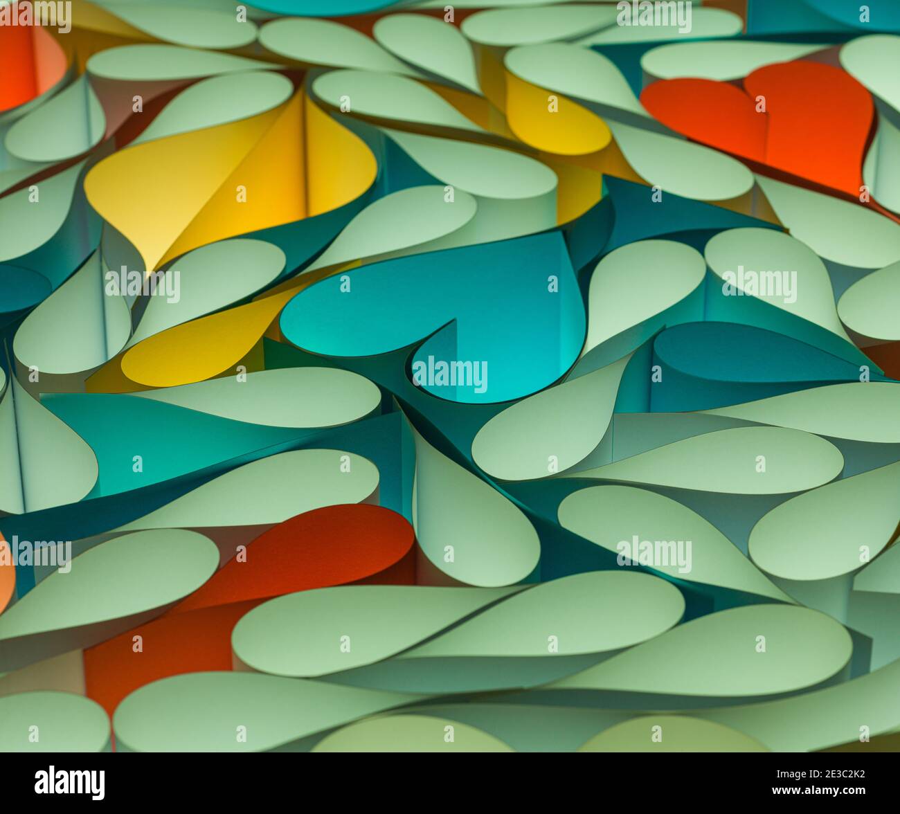 A macro, abstract, background picture of many twisted sheet of color ...