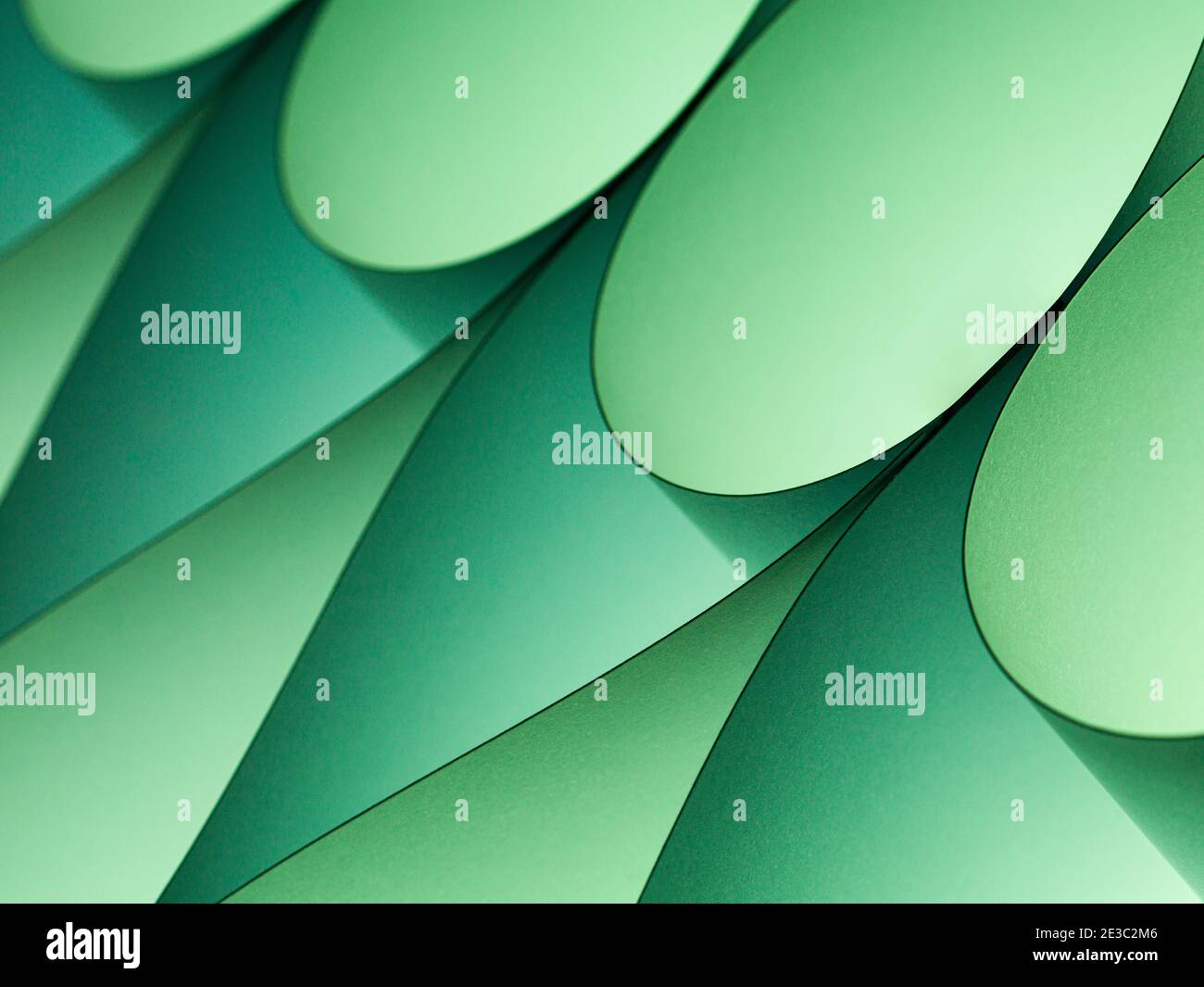 Macro detail of curved paper illuminated with green filter Stock Photo ...