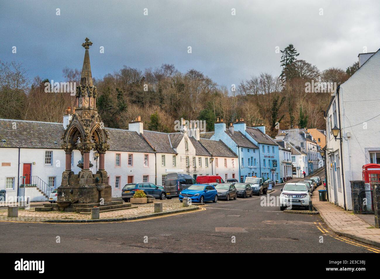 Dunkeld Scotland with Dunkeld Atholl memorial fountain built in 1866 in ...