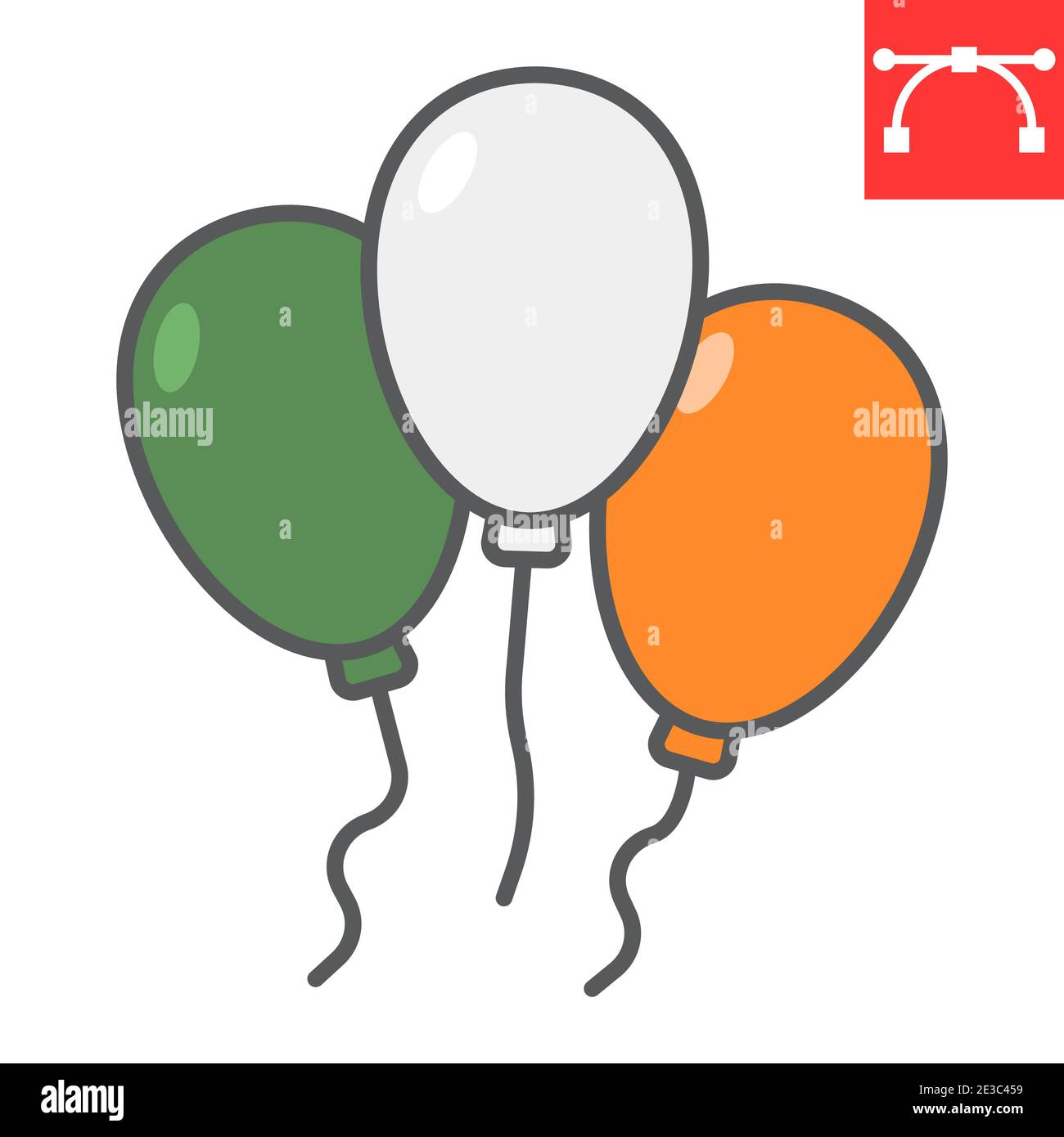 Ireland flag balloons color line icon, St. Patricks day date and ...
