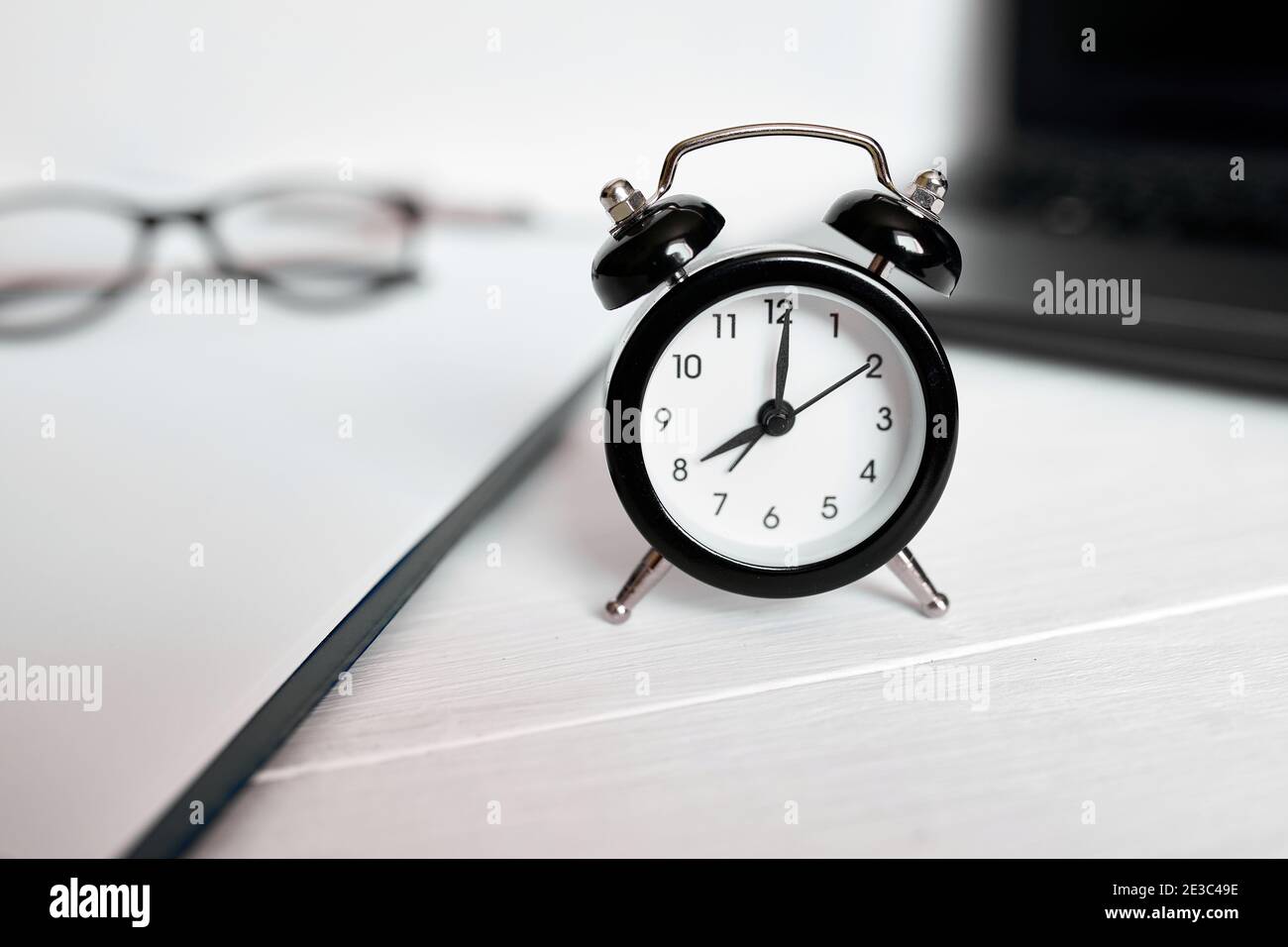 Time management concept, office workplace, notebook, computer, laptop ...