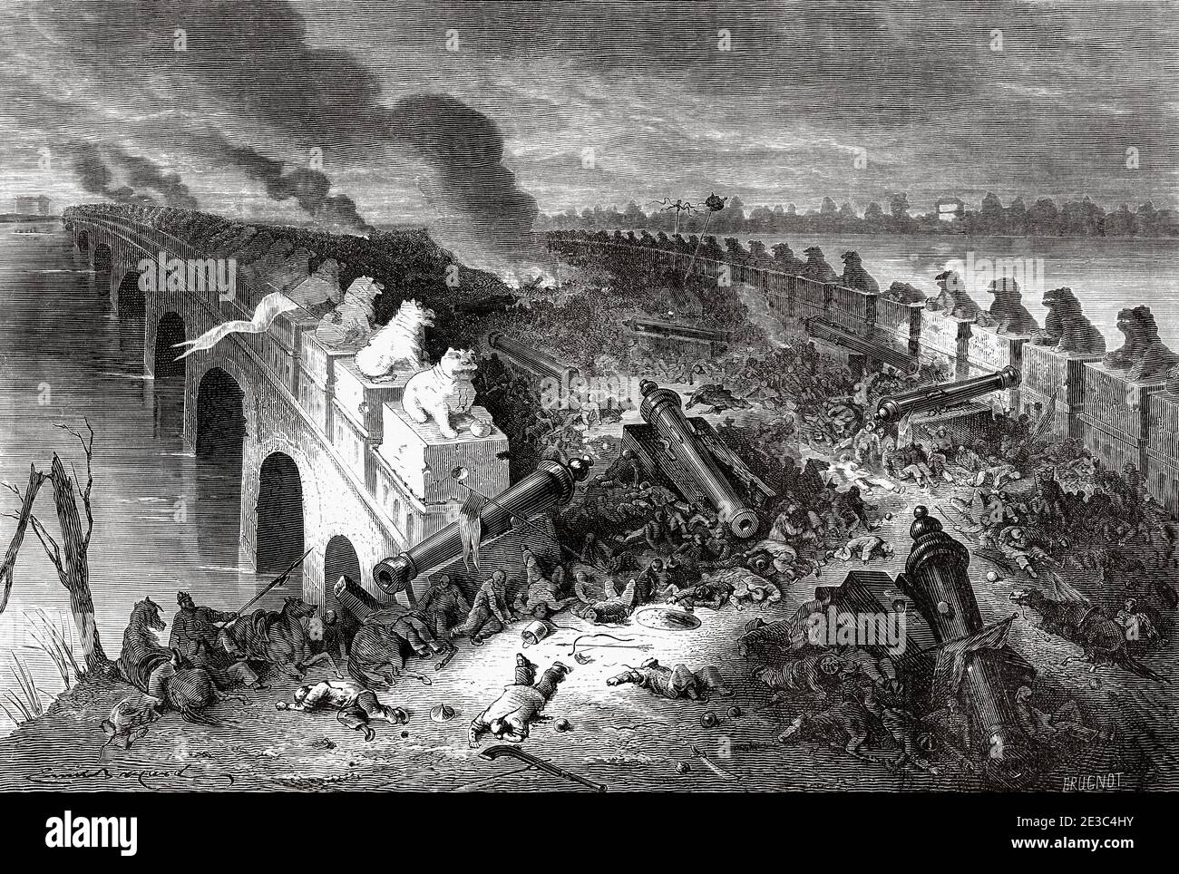 The Palikao bridge on the evening of the battle, 1860, second Opium War ...