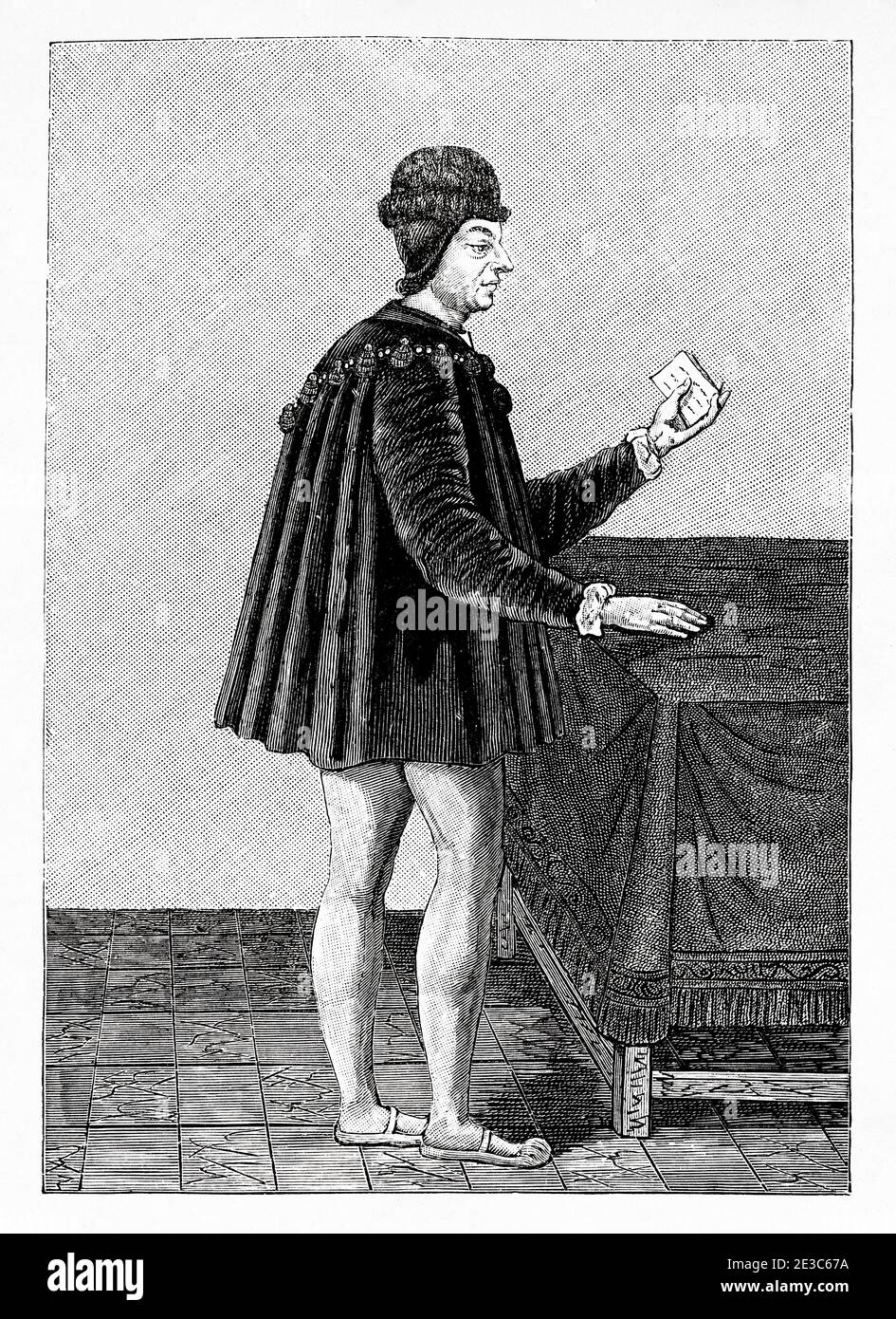 Portrait of Louis XI (1423-1483) the Prudent King of France. Old XIX ...