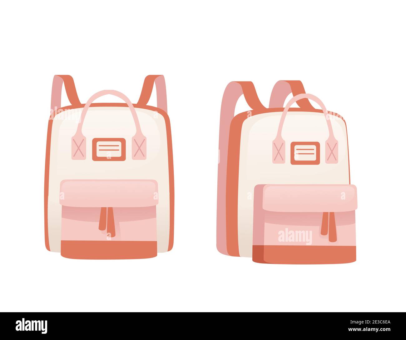 Pink backpack for daily usage casual design flat vector illustration on ...