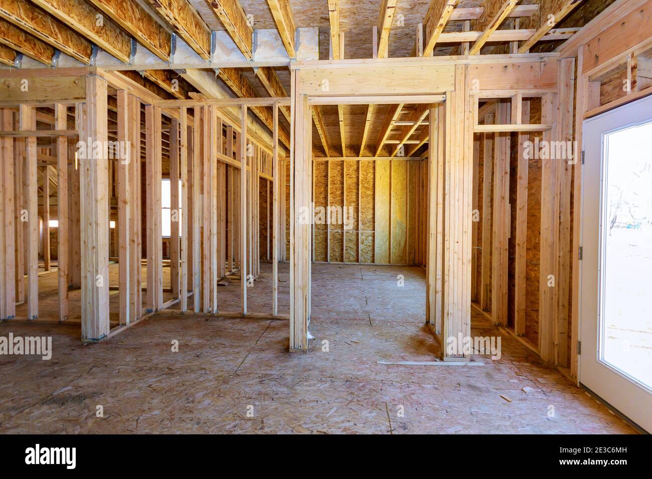 American residential frame house under construction home in interior home Stock Photo - Alamy