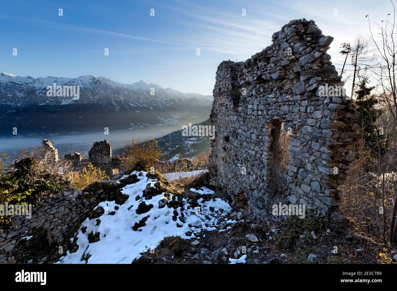 Medieval vestiges of the Castellalto castle. Telve, Valsugana, Trento ...